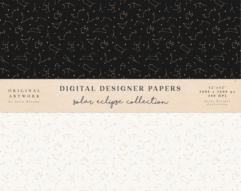 Digital Paper Solar Eclipse Scrapbook Papers Seamless | Etsy