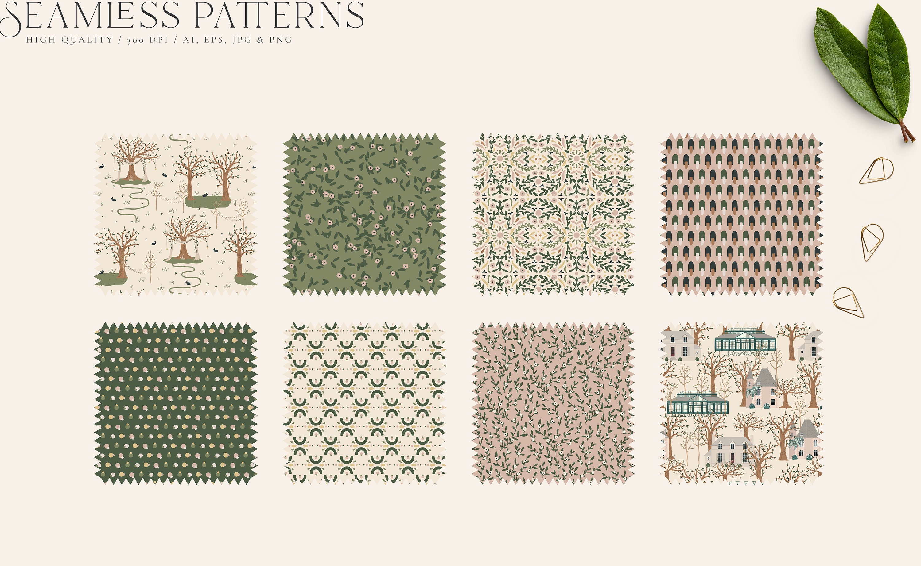 Park Digital Paper Set Scrapbook Paper Seamless Patterns - Etsy