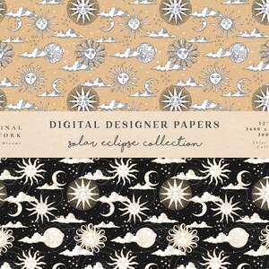 Digital Paper Solar Eclipse - Scrapbook Papers - Seamless Patterns ...