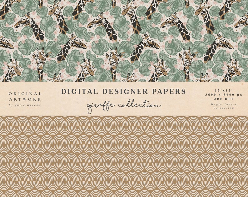 Giraffe Digital Papers Commercial Use Scrapbook Paper | Etsy