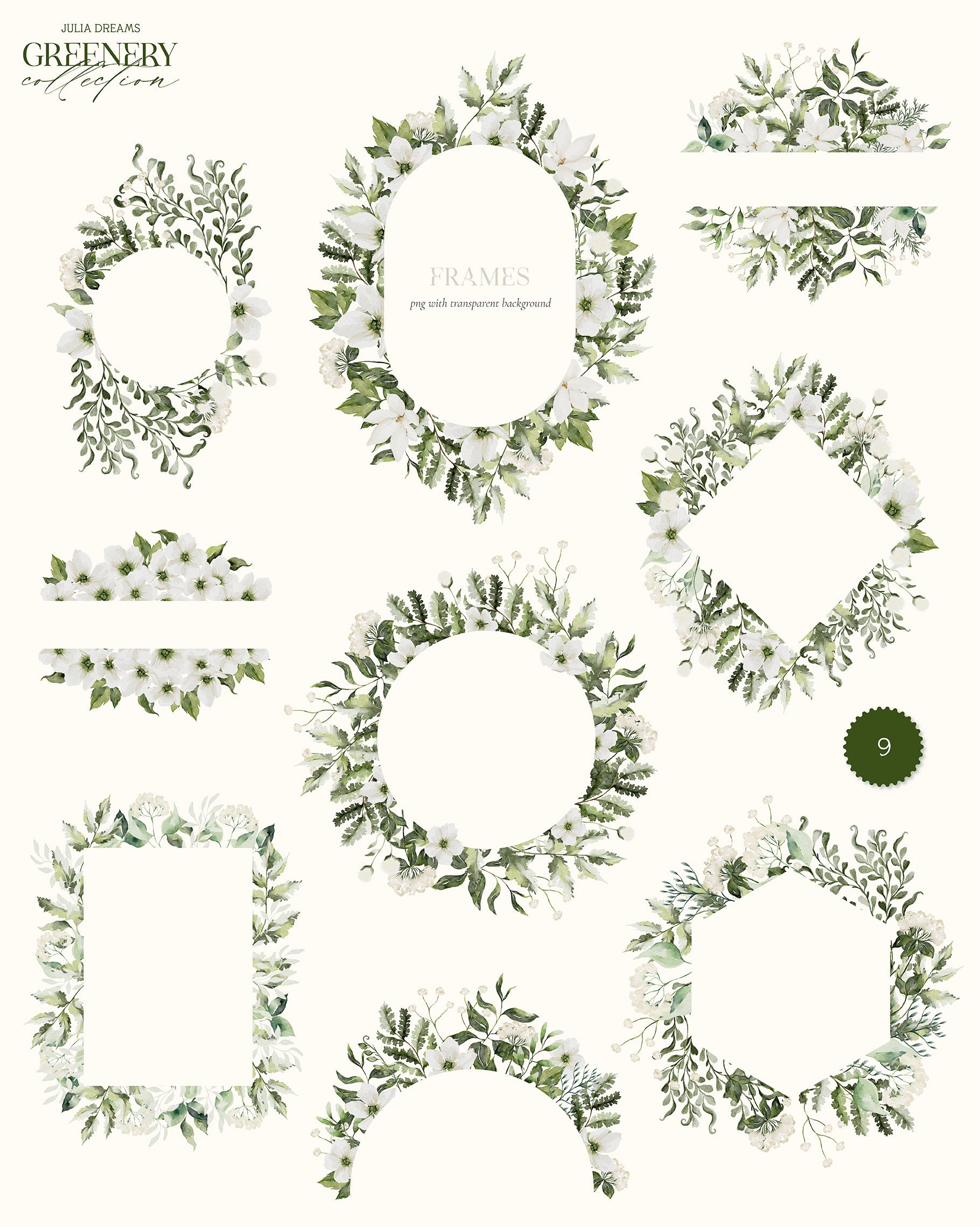 Greenery Watercolor Collection Watercolor Digital Clipart - Etsy