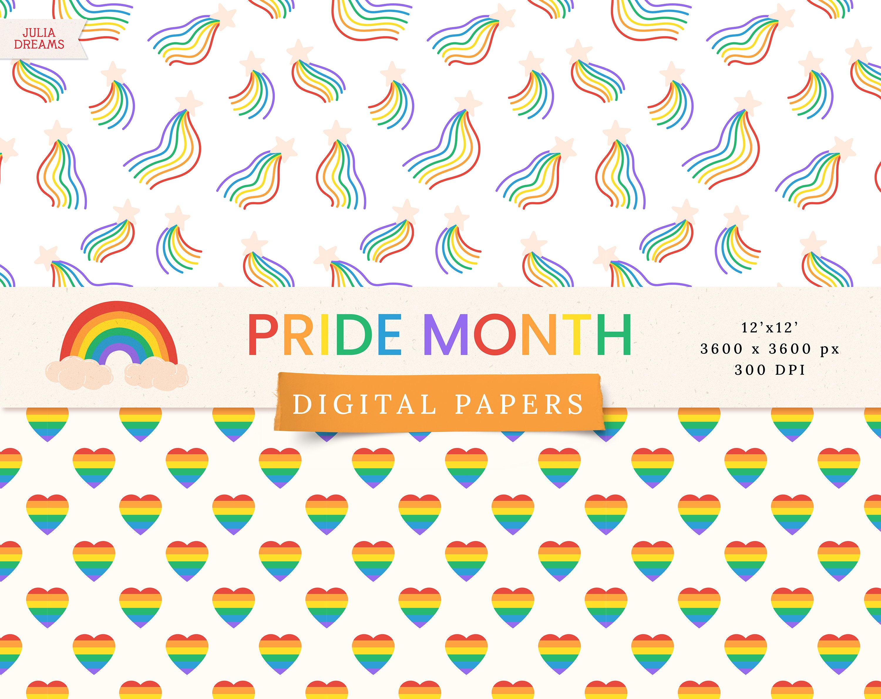 Pride Month Digital Papers - Commercial Use - Scrapbook Paper ...