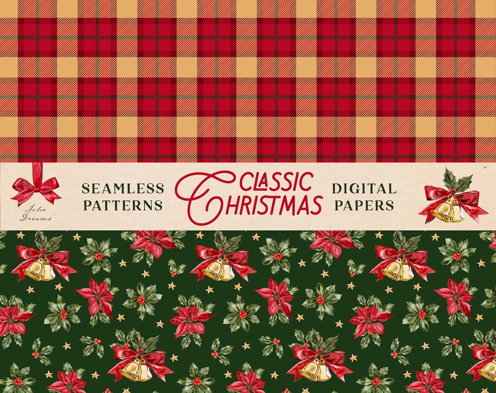 Classic Christmas Digital Papers - Seamless Patterns - Christmas Print ...