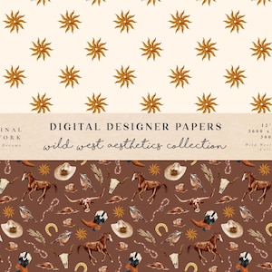 Wild West Watercolor Digital Paper - Western Scrapbook Papers ...