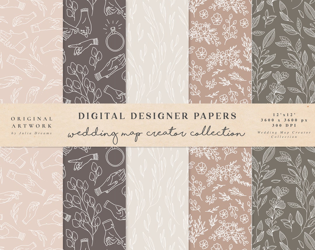 Wedding Digital Paper - Scrapbook Papers - Seamless Patterns - Digital ...
