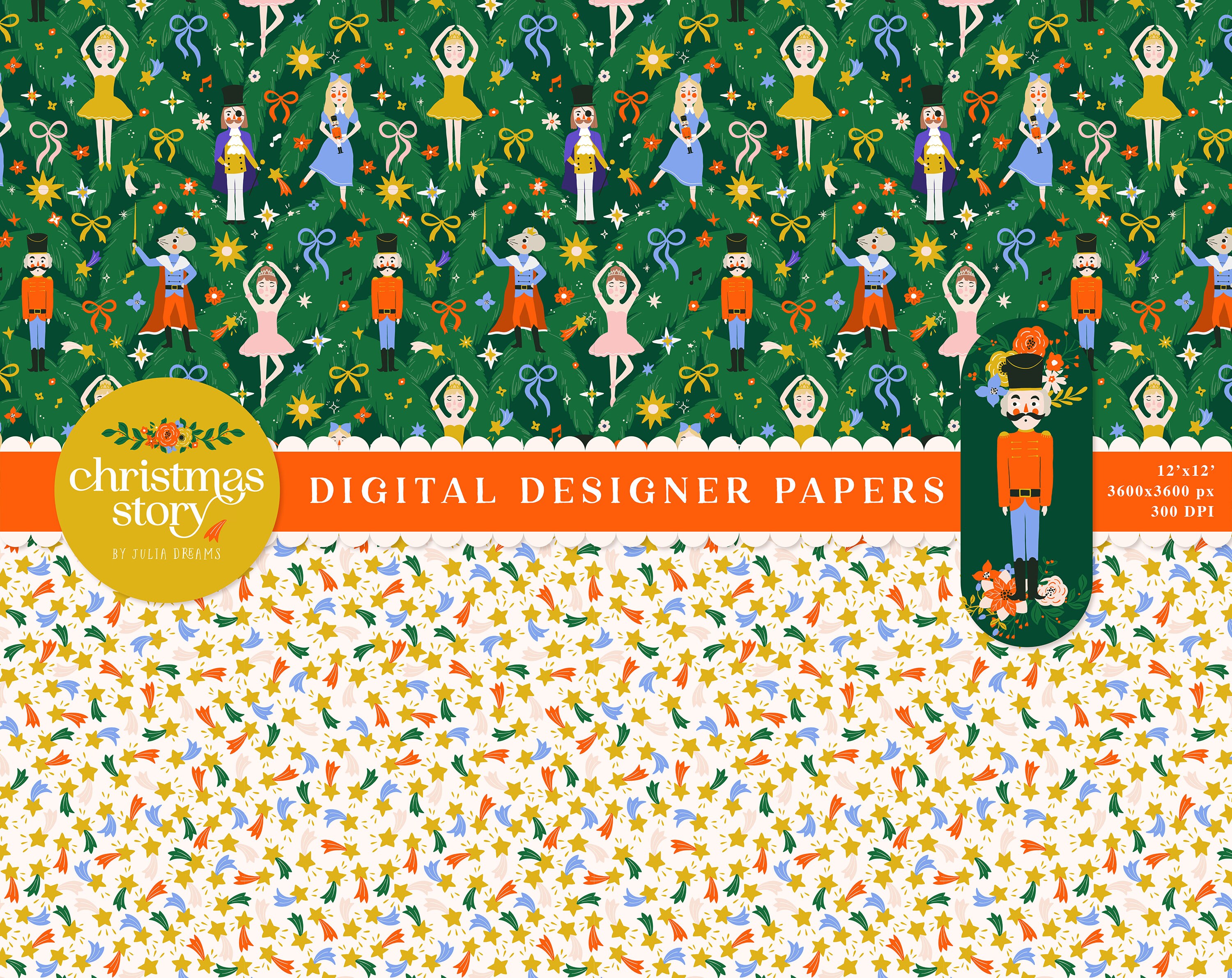 Christmas Story Digital Paper Set 1 - Nutcracker Scrapbook Paper ...