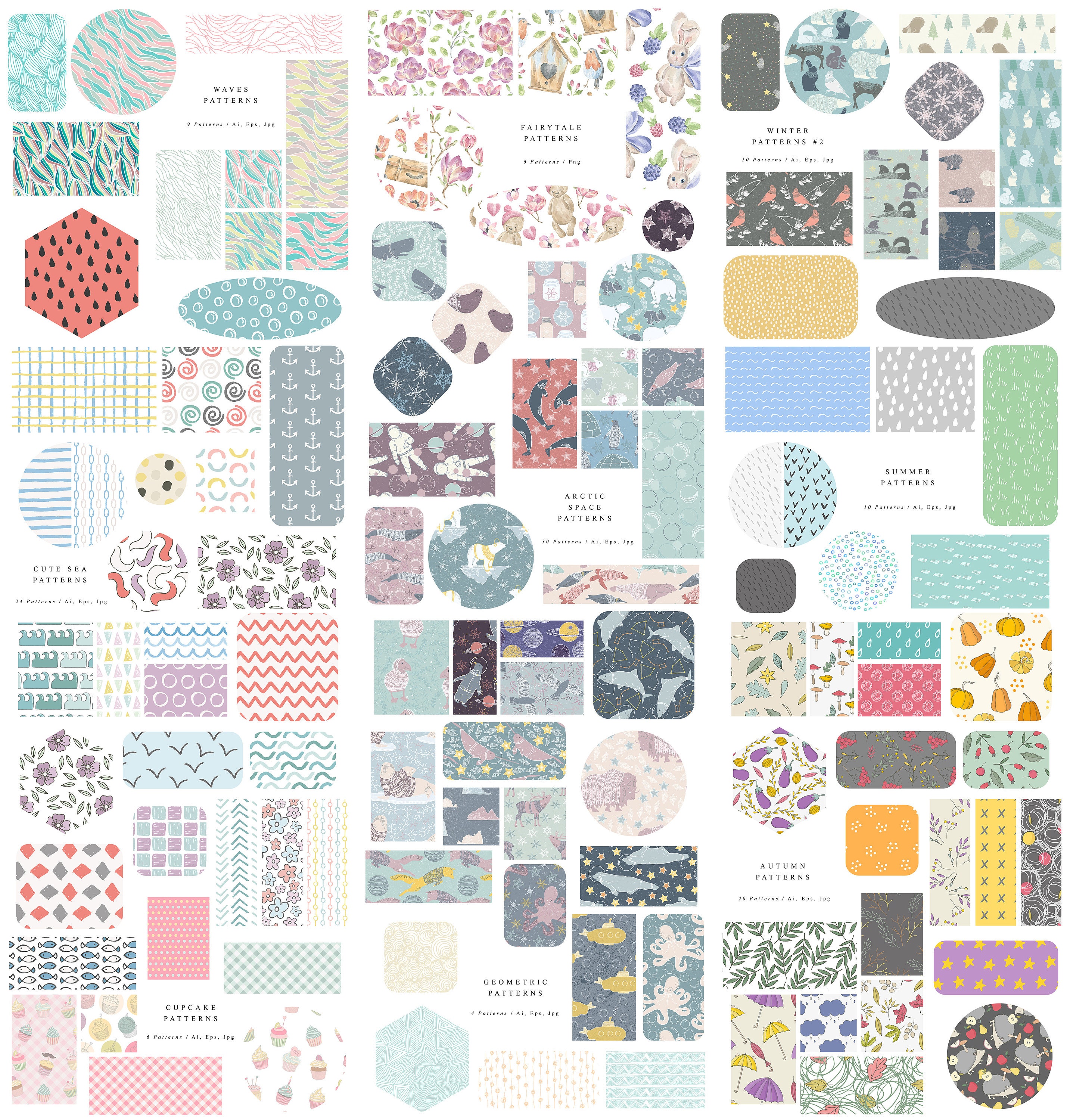 Digital Paper Bundle Seamless Patterns Printable Scrapbook - Etsy