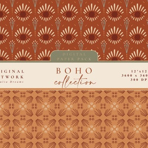 Boho Digital Paper - Scrapbook Paper - Seamless Patterns - Digital ...