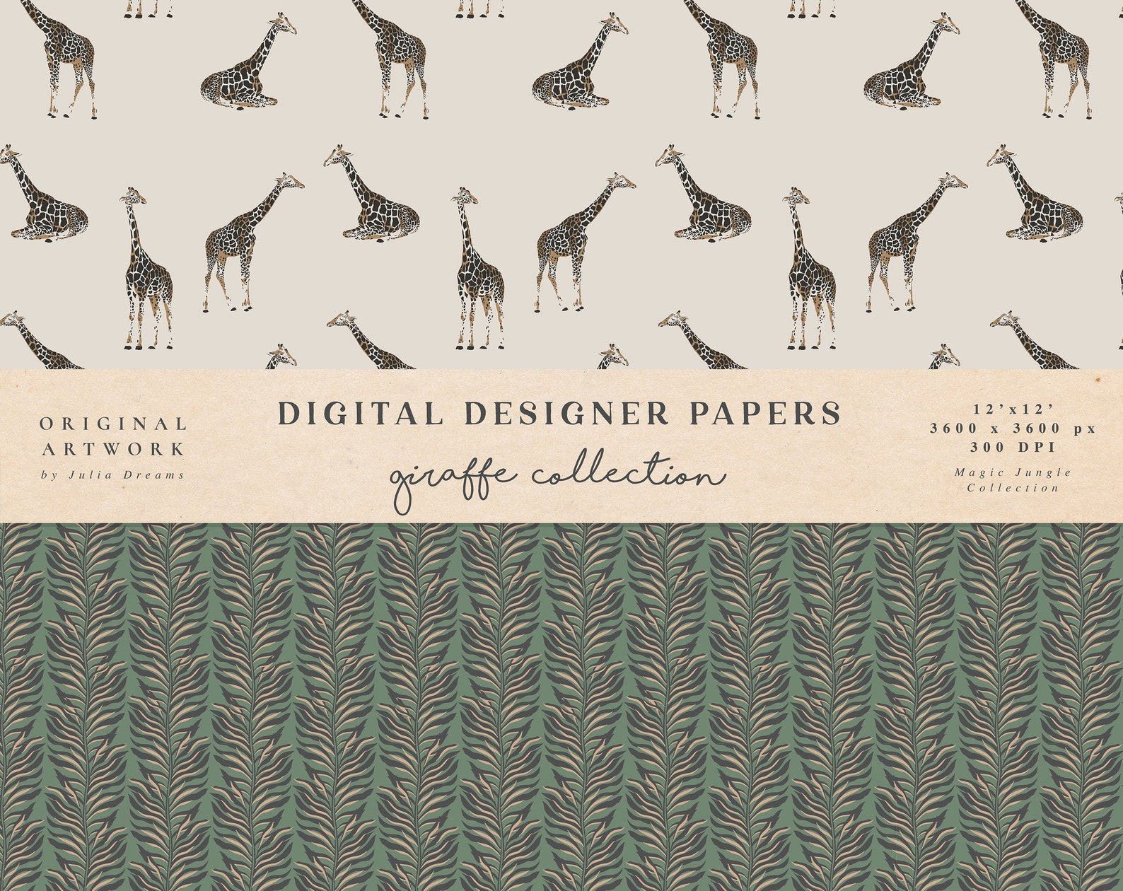Giraffe Digital Papers Commercial Use Scrapbook Paper Seamless Pattern ...