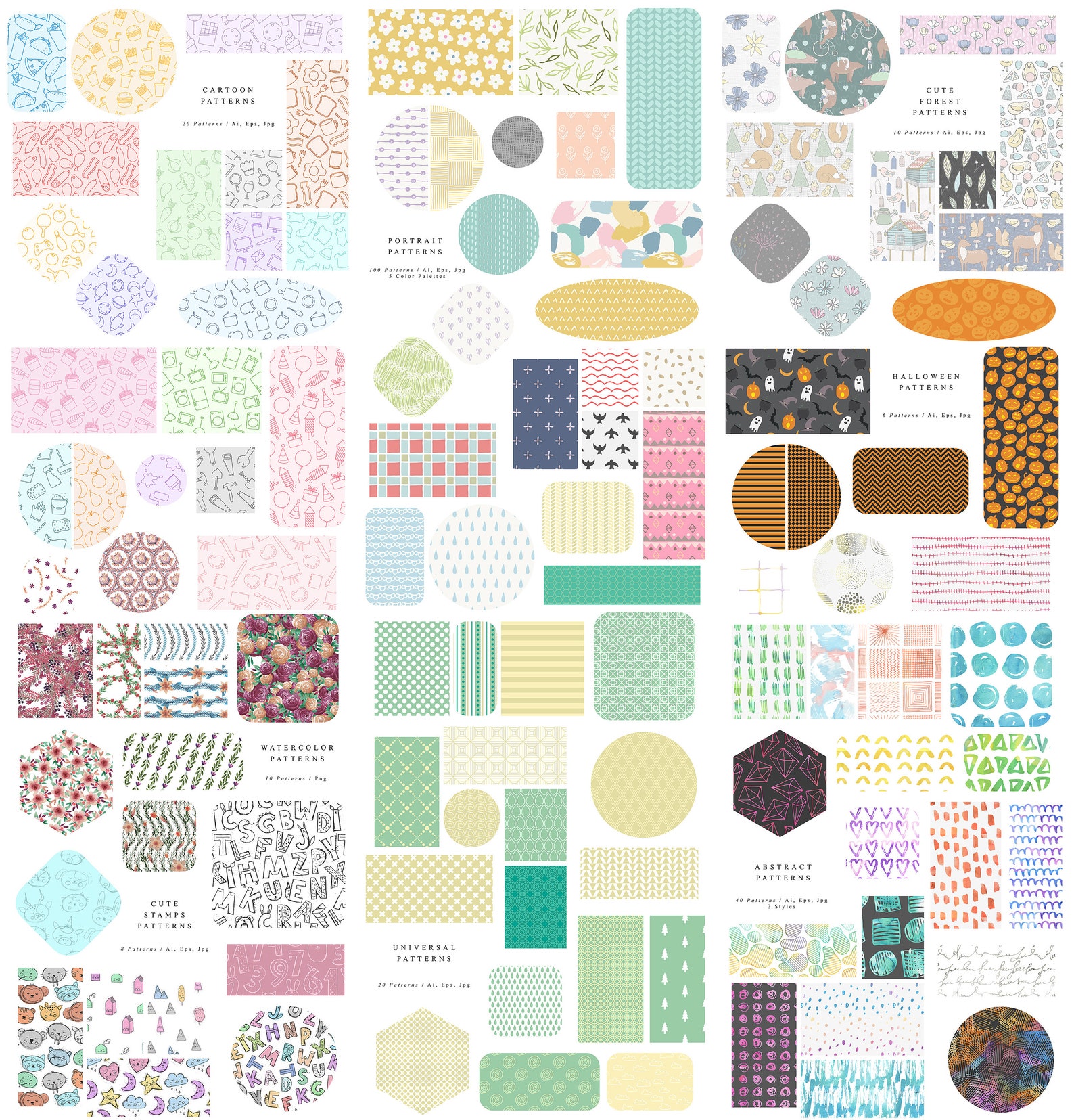 Digital Paper Bundle Seamless Patterns Printable Scrapbook - Etsy