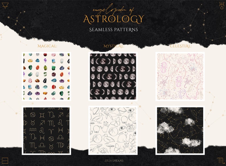 Astrological Digital Paper Scrapbook Papers Seamless | Etsy