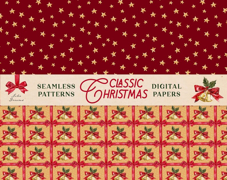 Classic Christmas Digital Papers - Seamless Patterns - Christmas Print ...