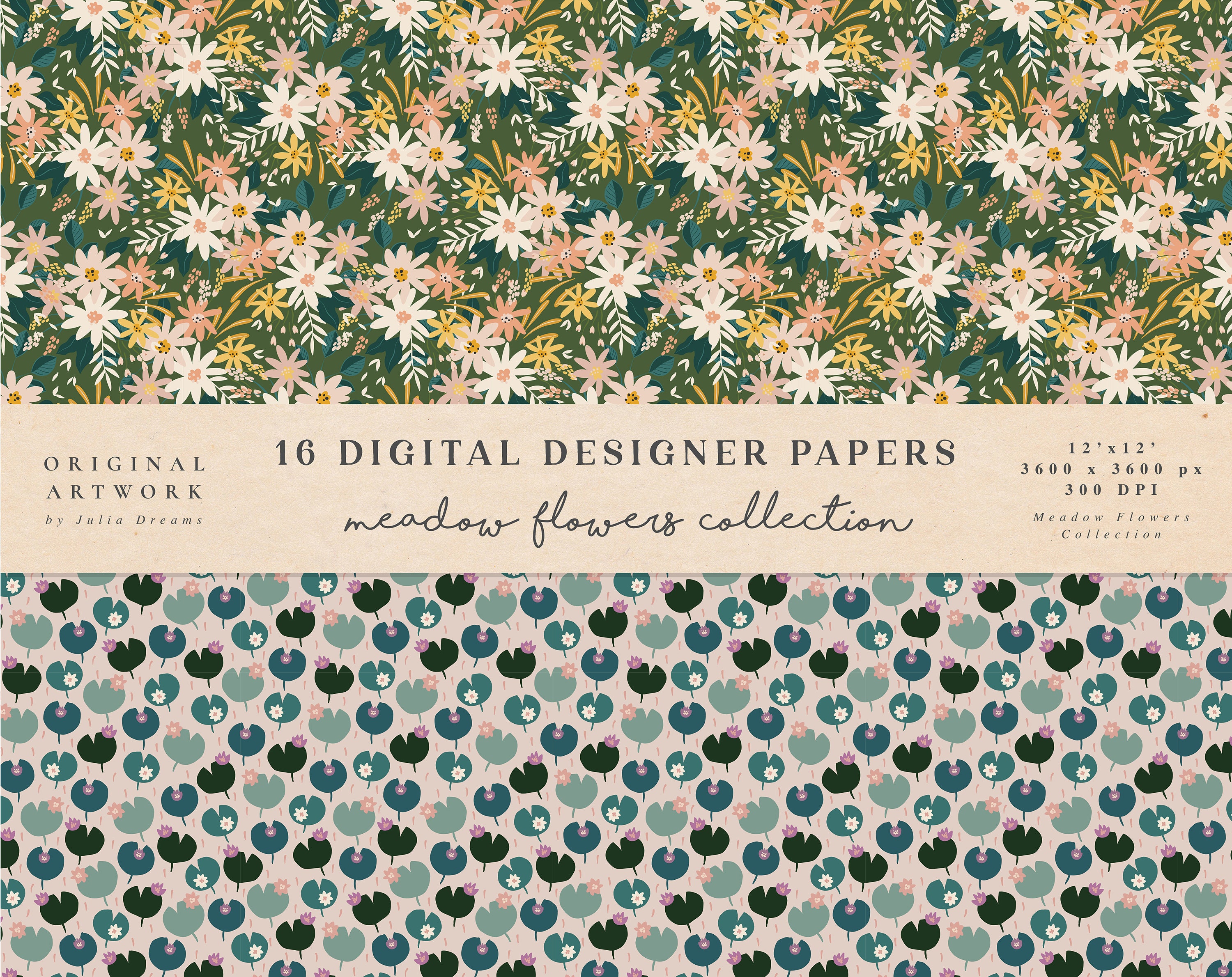 Meadow Flowers Digital Papers Part 2 Scrapbook Paper - Etsy