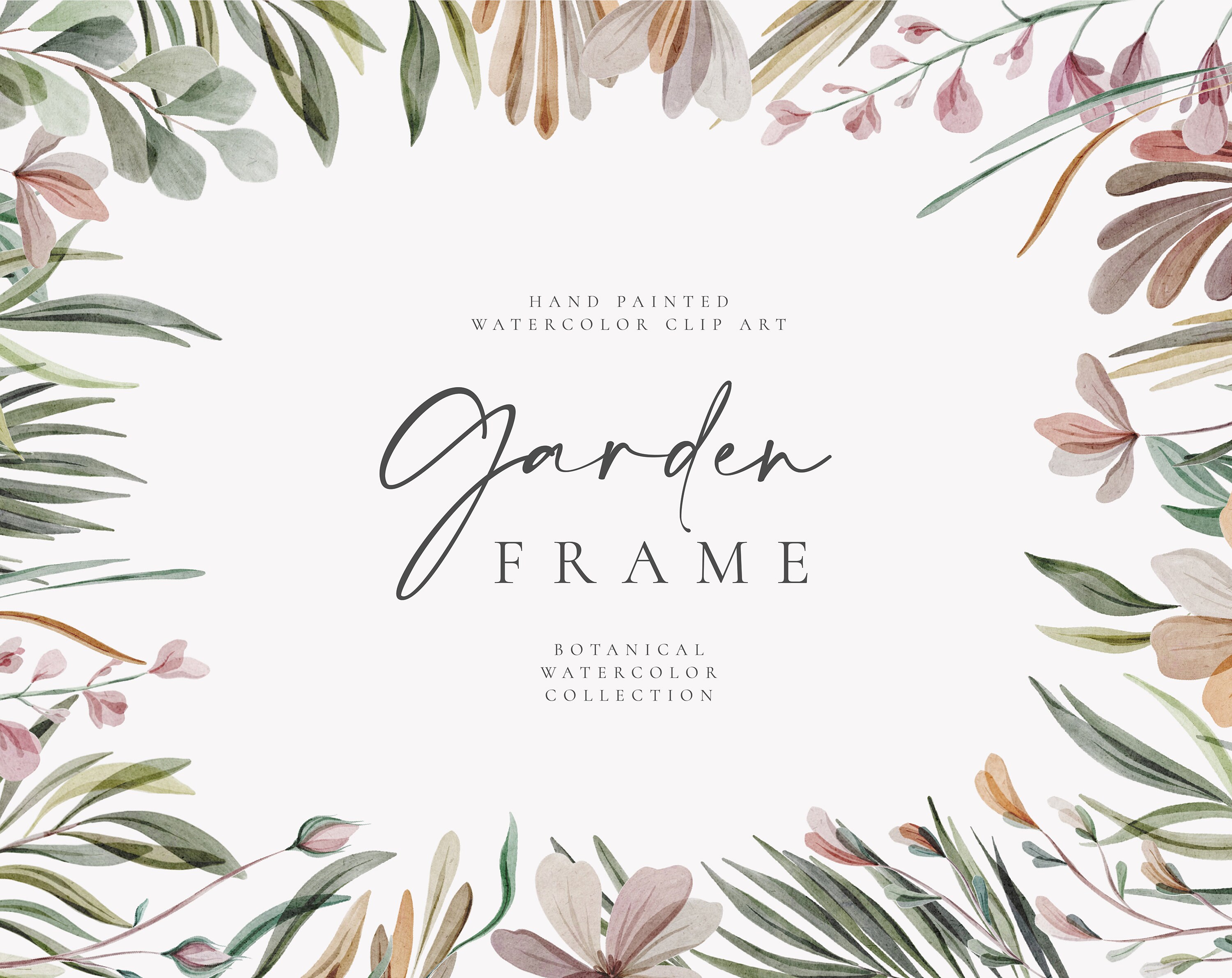Garden Watercolor Floral Frame Digital Clipart Individual - Etsy