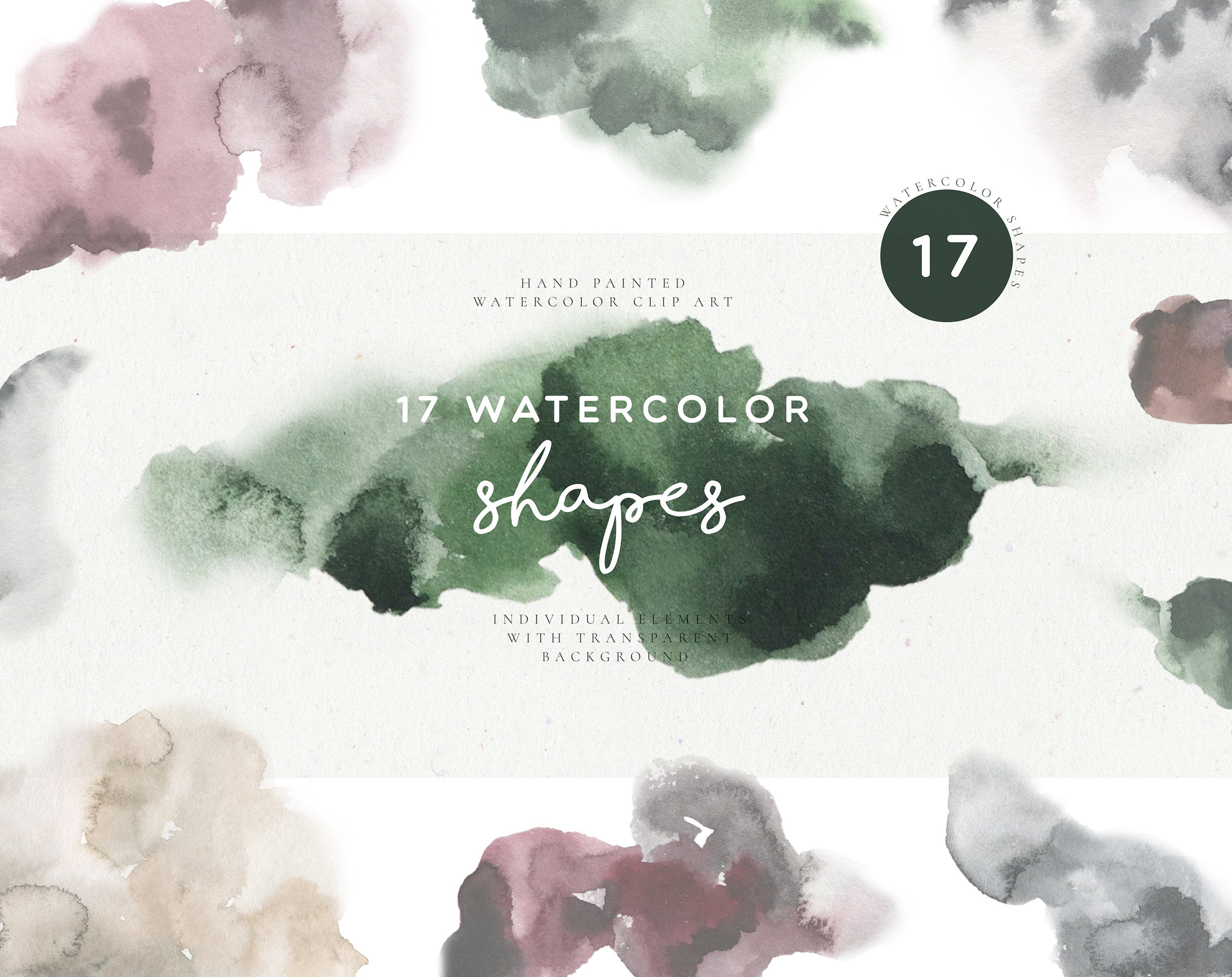 Watercolor Shapes Clipart Splashes Watercolor Backgrounds - Etsy