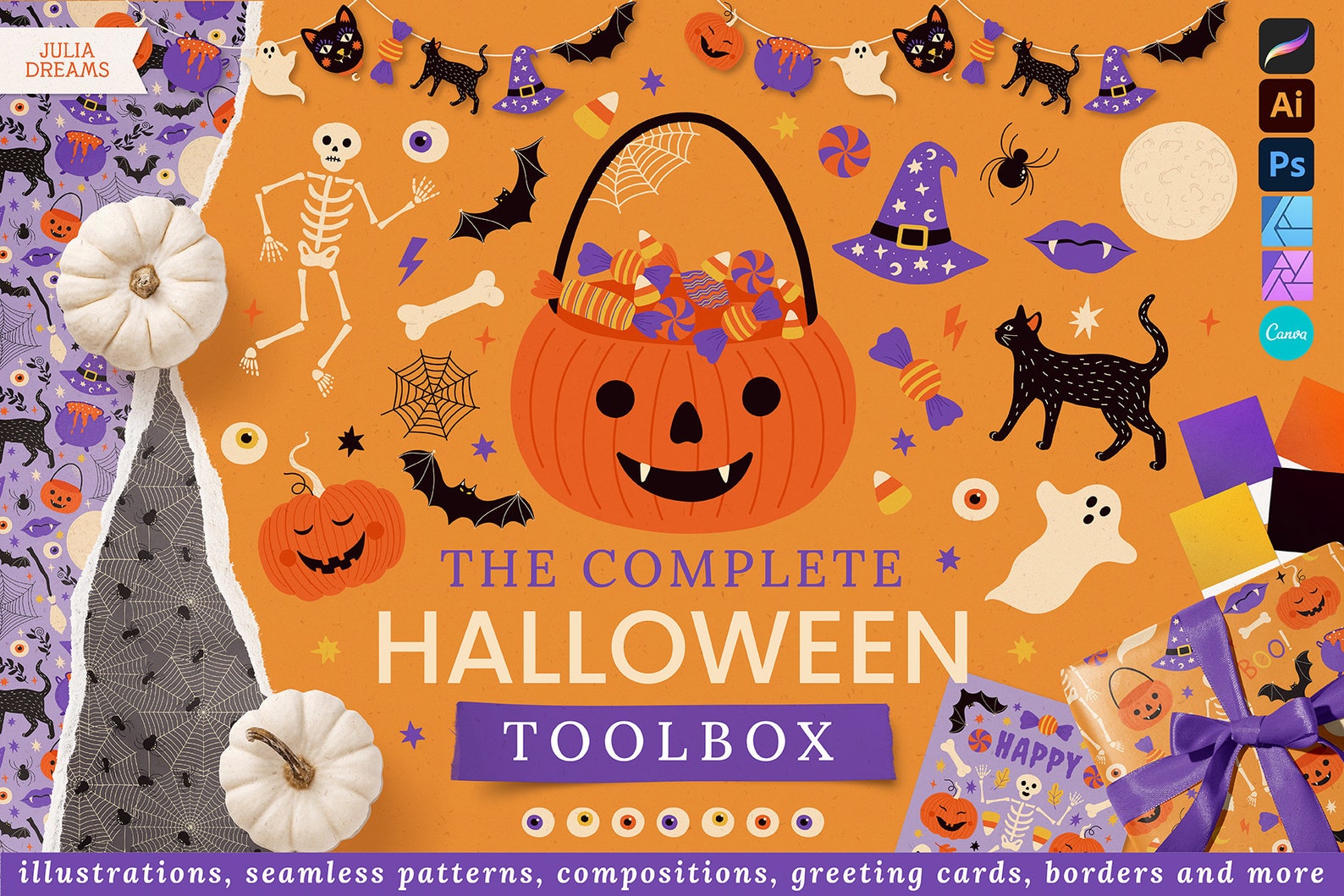 Halloween Clipart Svg Bundle Download Digital Papers - Etsy