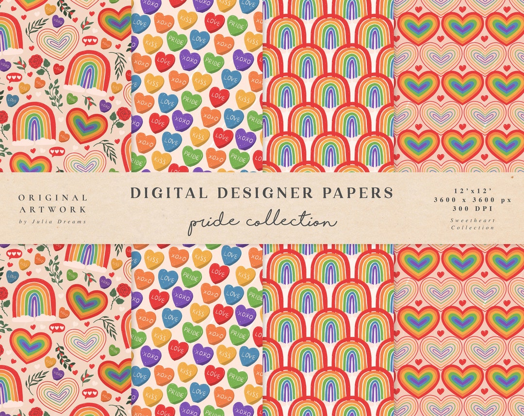 Pride Digital Papers - Rainbow Patterns - Pride Month LGBT Colours ...