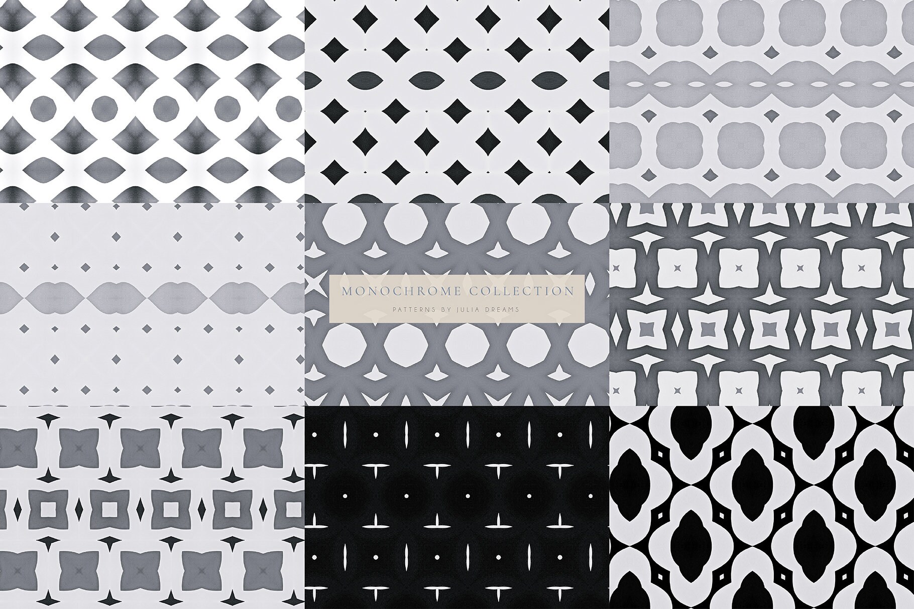 Monochrome Digital Paper - Scrapbook Papers - Seamless Patterns ...