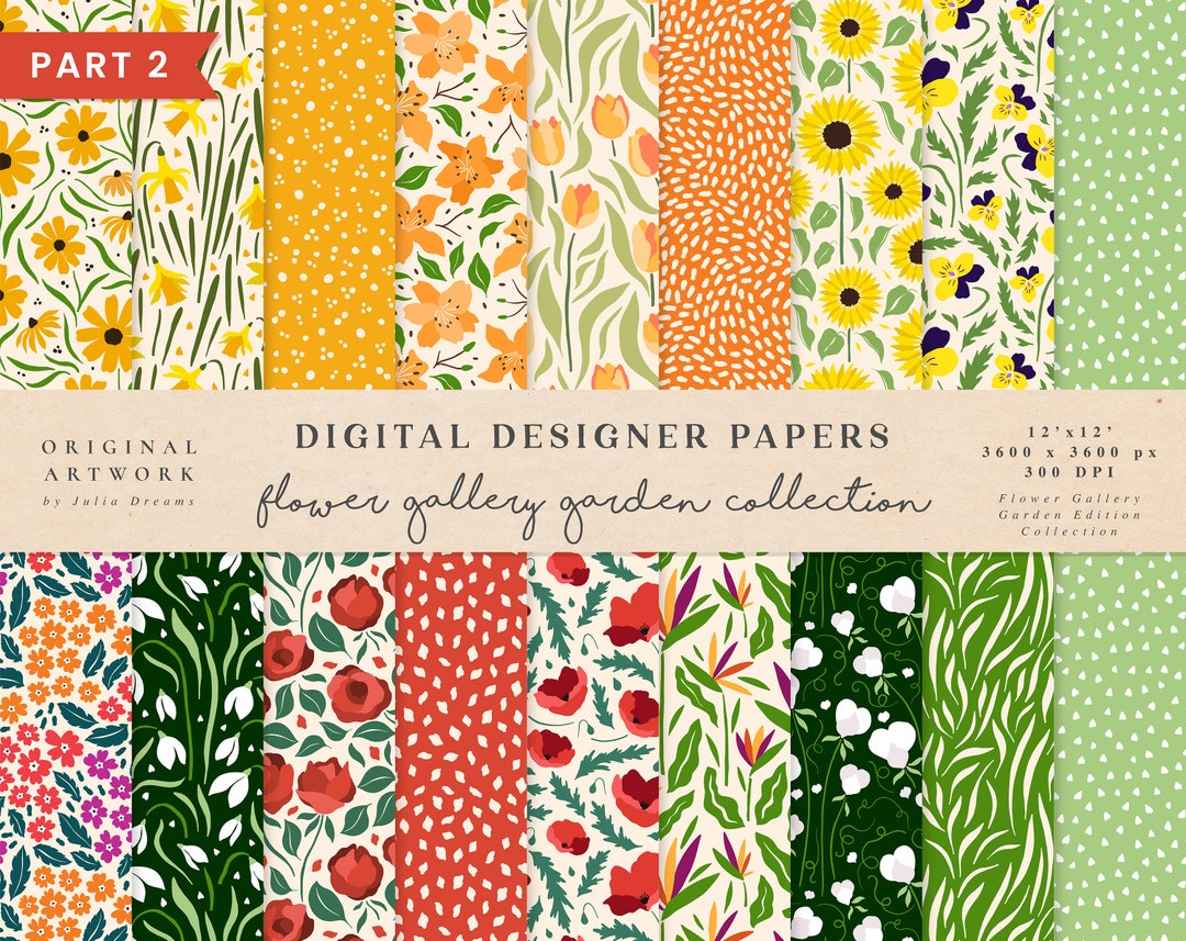 Flower Gallery Garden Digital Papers - Part 2 - Scrapbook Paper ...