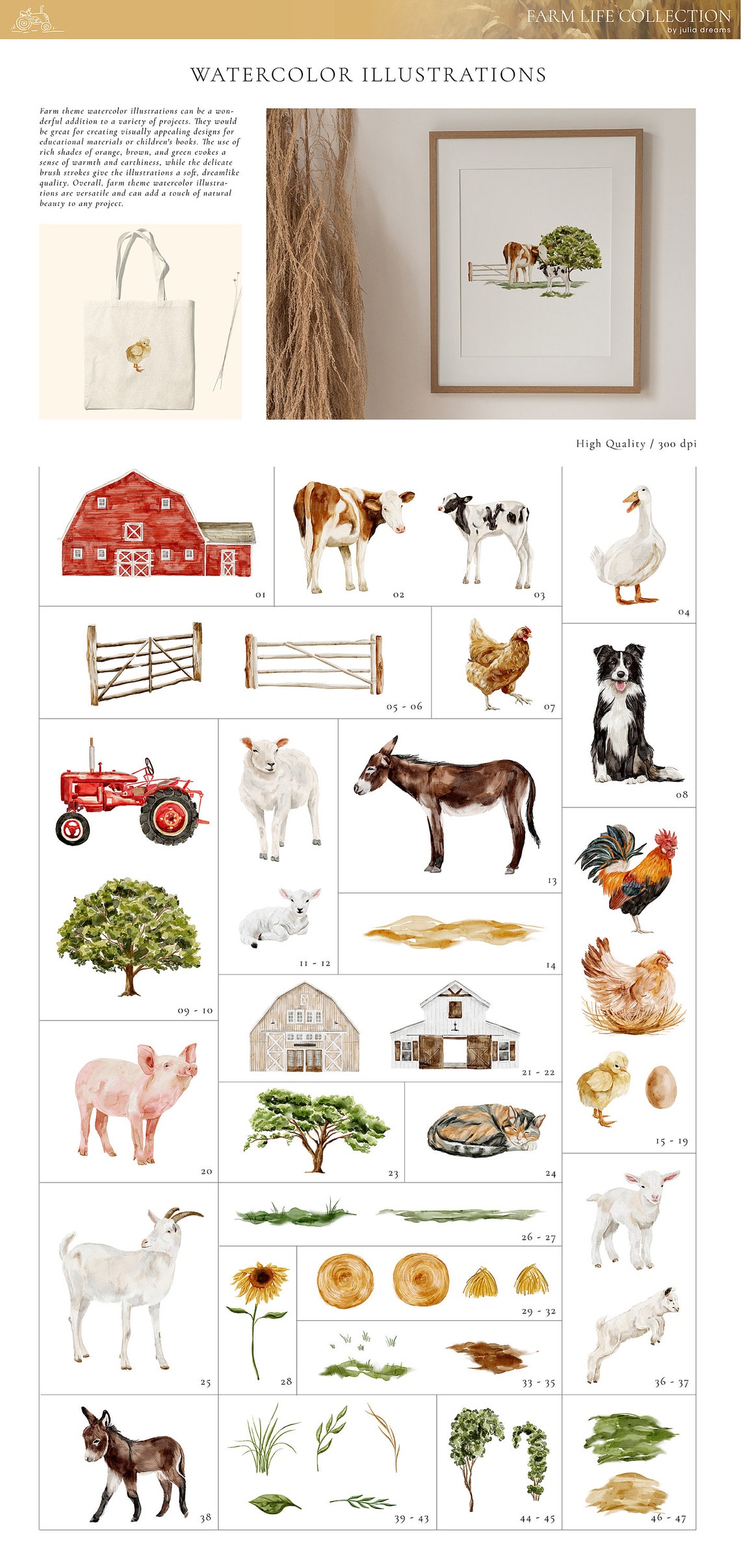 Watercolor Farm Life Clipart Set - Digital Watercolor Animals - Baby ...