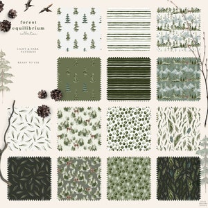 Watercolor Forest Digital Paper - Scrapbook Papers - Seamless Patterns ...