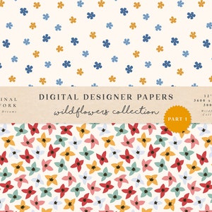 Wildflowers Digital Paper Part 1- Scrapbook Papers - Seamless Patterns ...