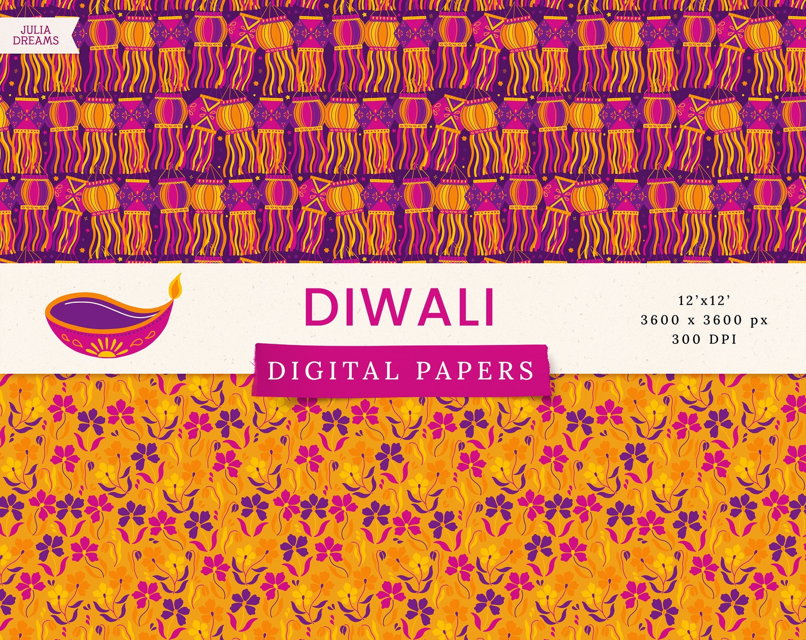 Diwali Digital Papers Commercial Use Scrapbook Paper - Etsy