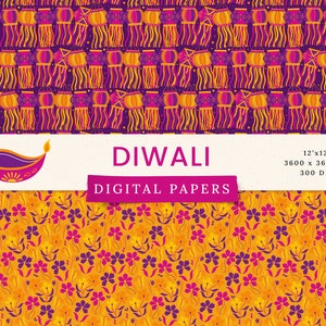 Diwali Digital Papers - Commercial Use - Scrapbook Paper - Seamless ...