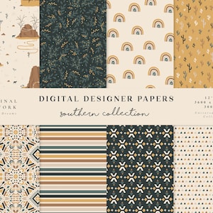Southern Digital Paper Set - Scrapbook Paper - Seamless Patterns ...