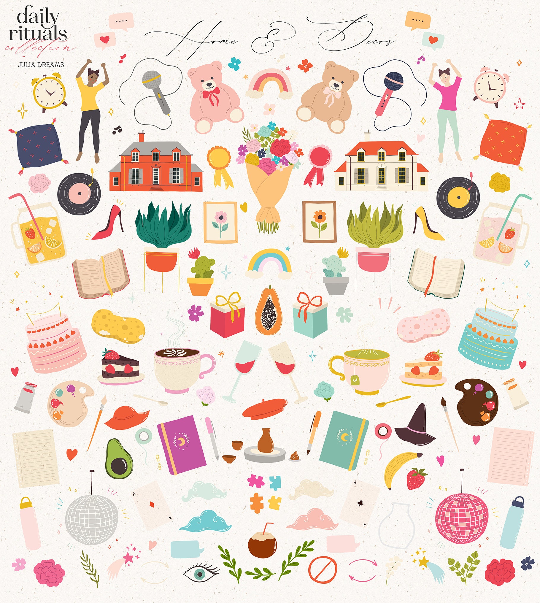 Daily Rituals Digital Clipart Collection Individual PNG | Etsy