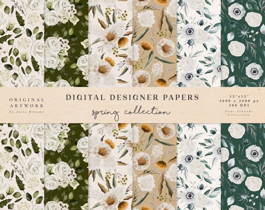 Digital Papers Spring Set - Scrapbook Papers - Seamless Patterns ...