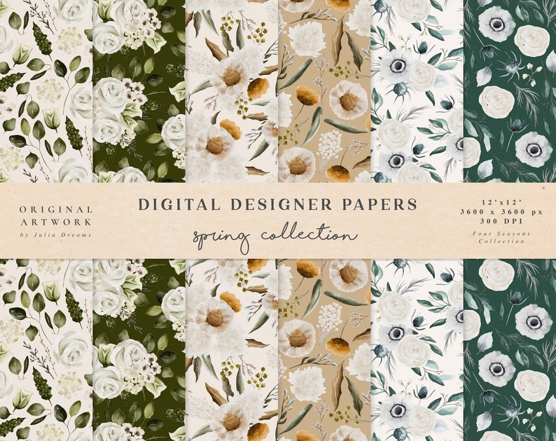 Digital Papers Spring Set Scrapbook Papers Seamless - Etsy