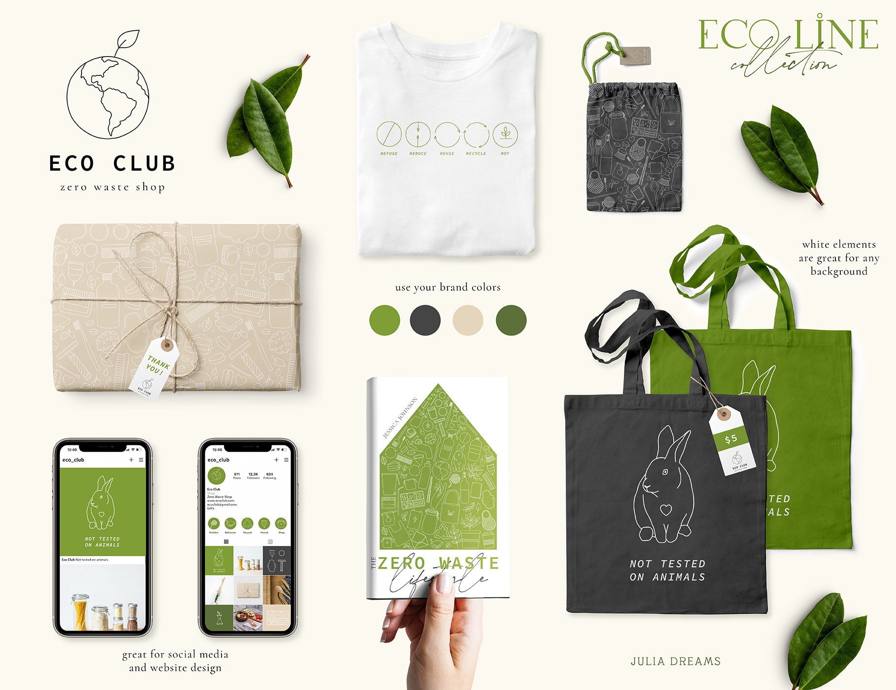 Eco Line Zero Waste - Digital Clipart Collection - Line Art PNG ...