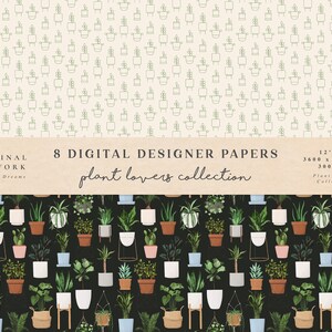 Plant Lovers Digital Papers - House Plants Clipart - Gardening Download ...