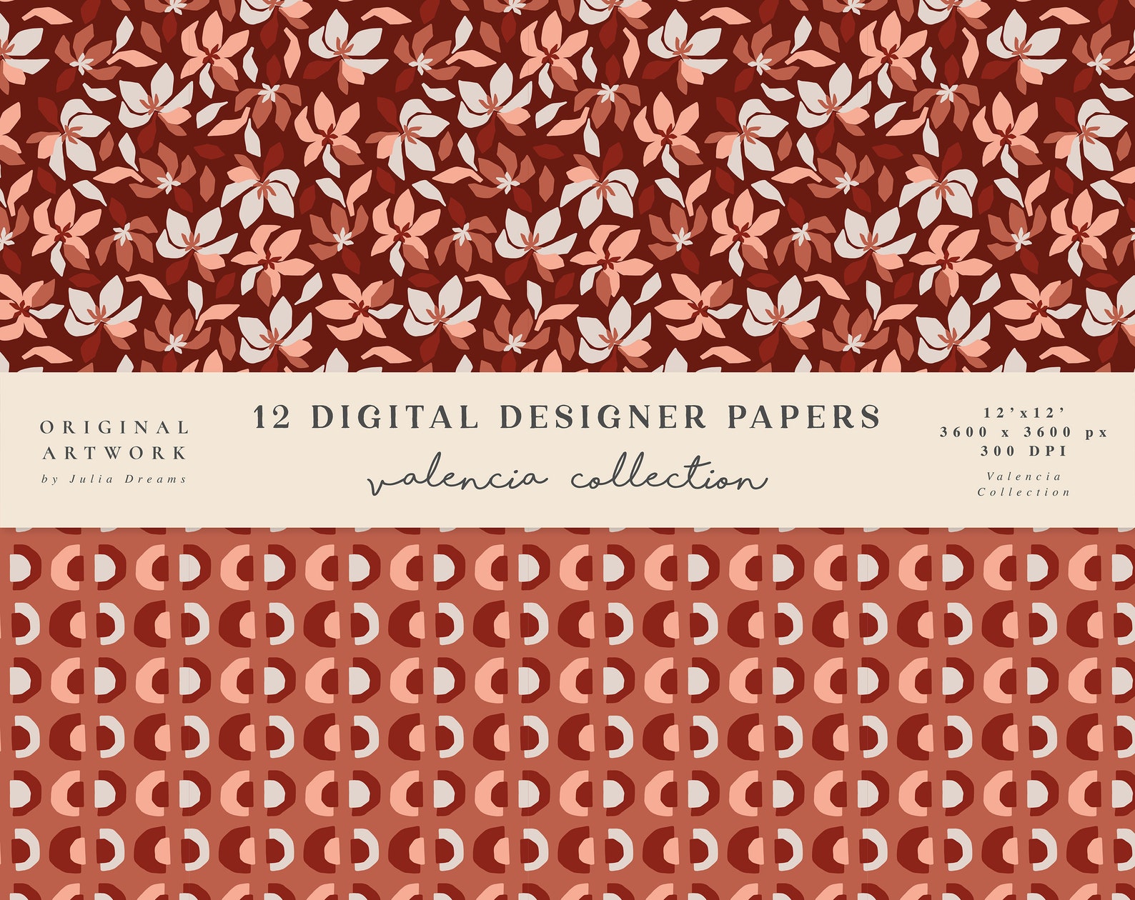 Valencia Digital Paper Scrapbook Paper Seamless Patterns - Etsy