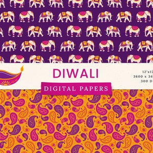 Diwali Digital Papers - Commercial Use - Scrapbook Paper - Seamless ...