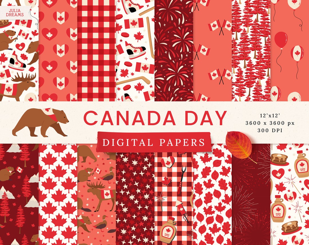 Canada Day Digital Papers - Commercial Use - Scrapbook Paper - Seamless ...