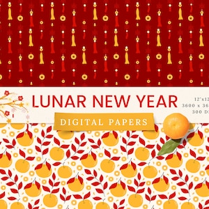 Lunar New Year Chinese Digital Papers - Commercial Use - Scrapbook ...