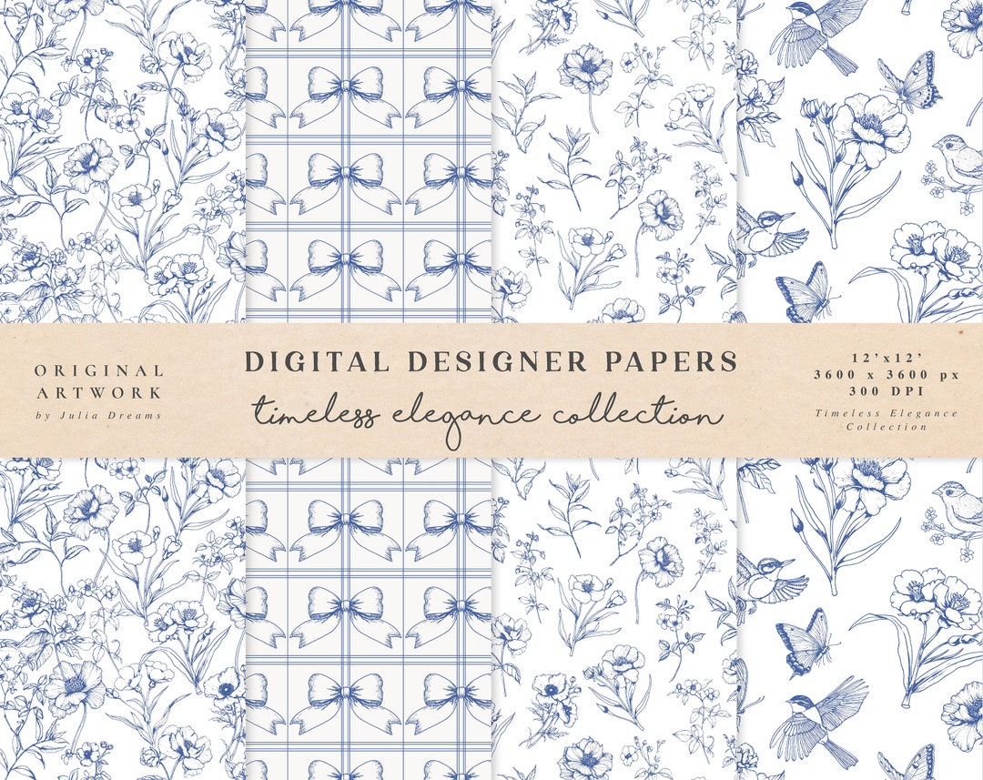 Timeless Elegance Digital Papers - Commercial Use - Scrapbook Paper ...