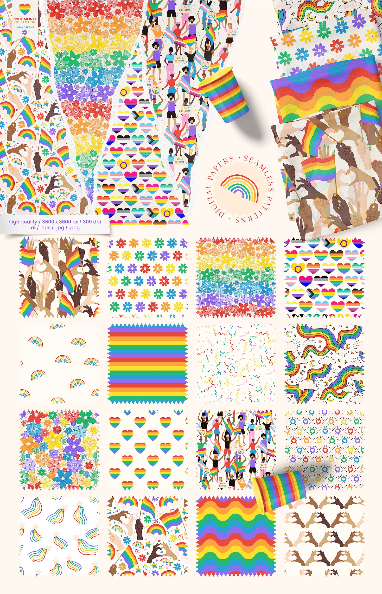 Pride Month Digital Papers Commercial Use Scrapbook Paper - Etsy