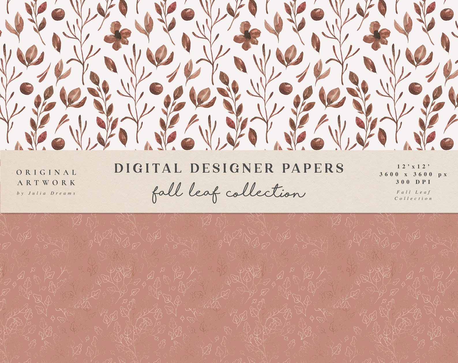 Fall Leaf Digital Paper Scrapbook Papers Seamless Patterns - Etsy
