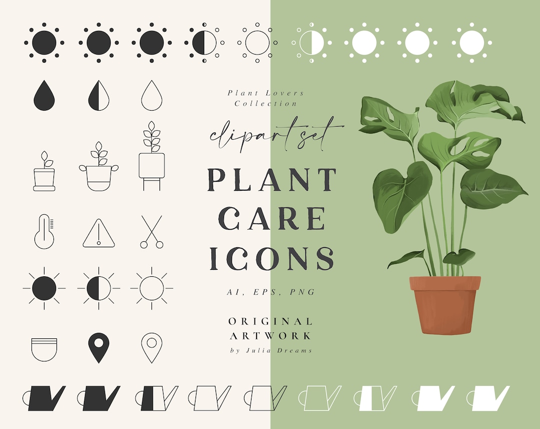 Plant Care Icons - Planner Stickers - House Plants - PNG Download ...