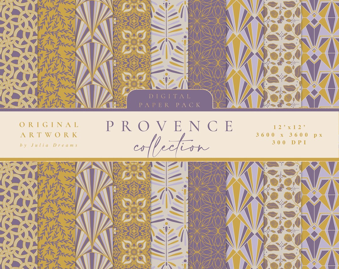 Provence Digital Paper Scrapbook Paper Seamless Patterns Digital ...