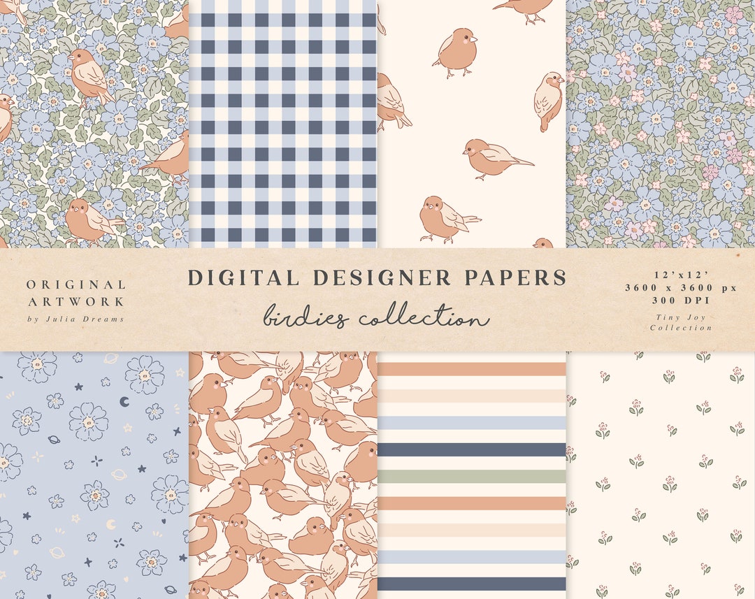 Cute Birdies Digital Papers - Commercial Use - Scrapbook Paper ...