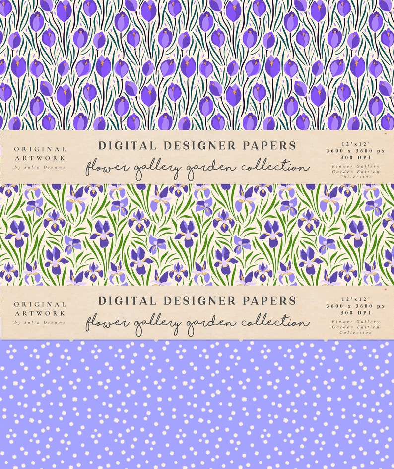 Flower Gallery Garden Digital Papers - Part 1 - Scrapbook Paper ...