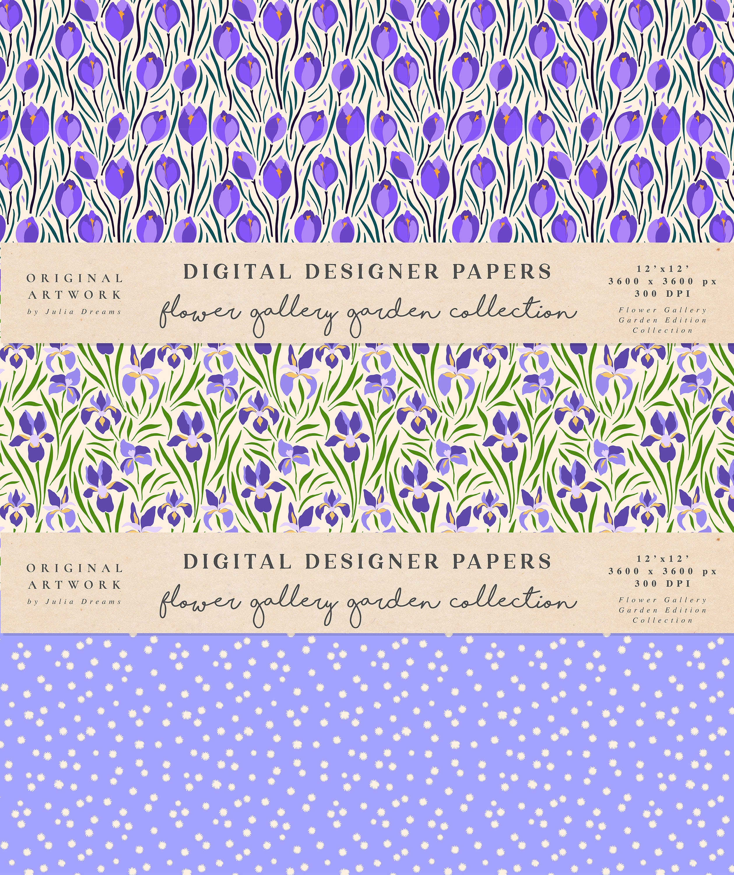 Flower Gallery Garden Digital Papers Part 1 Scrapbook | Etsy