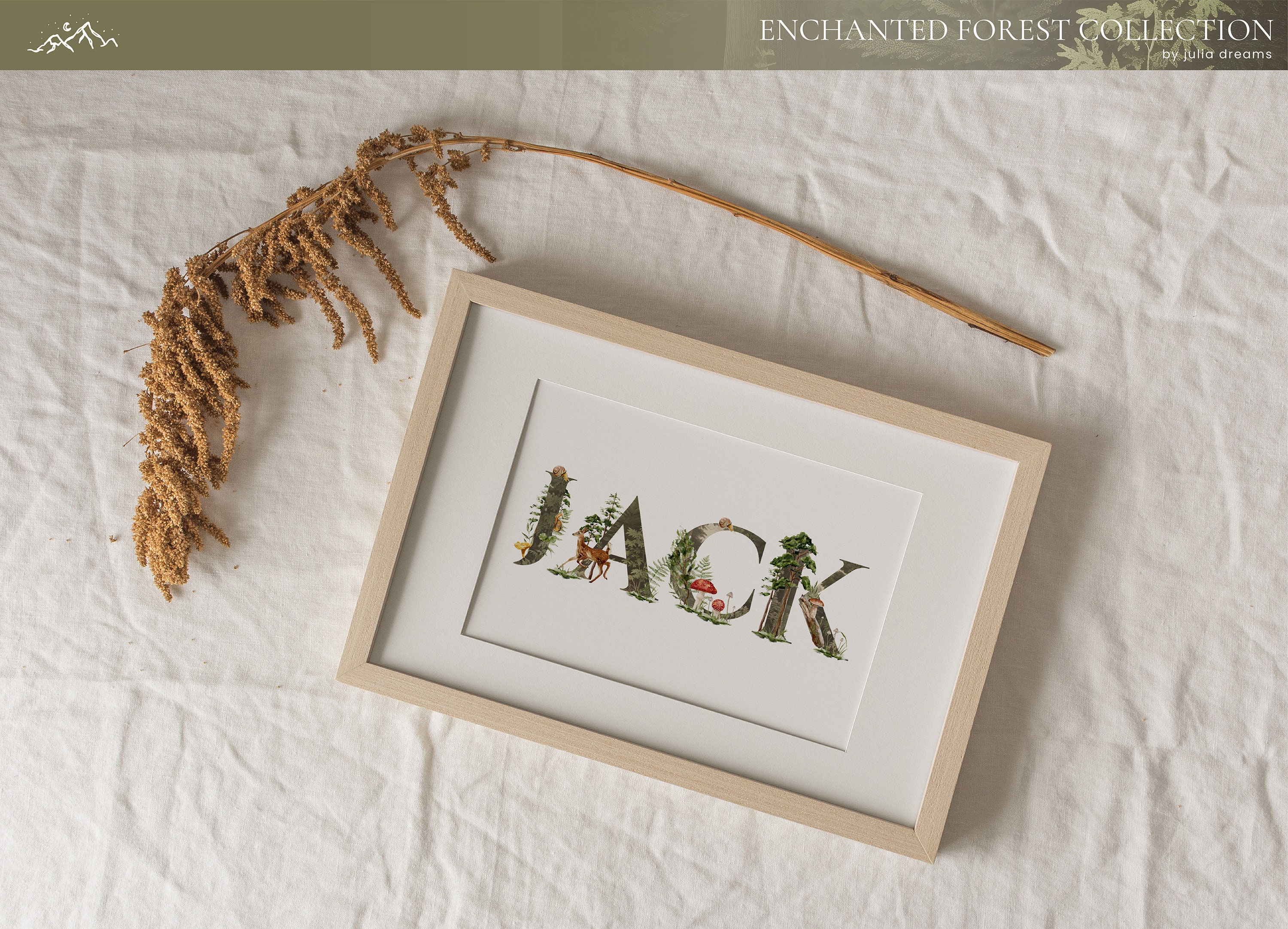 Watercolor Enchanted Forest Alphabet Letters Numbers - Woodland Animals ...