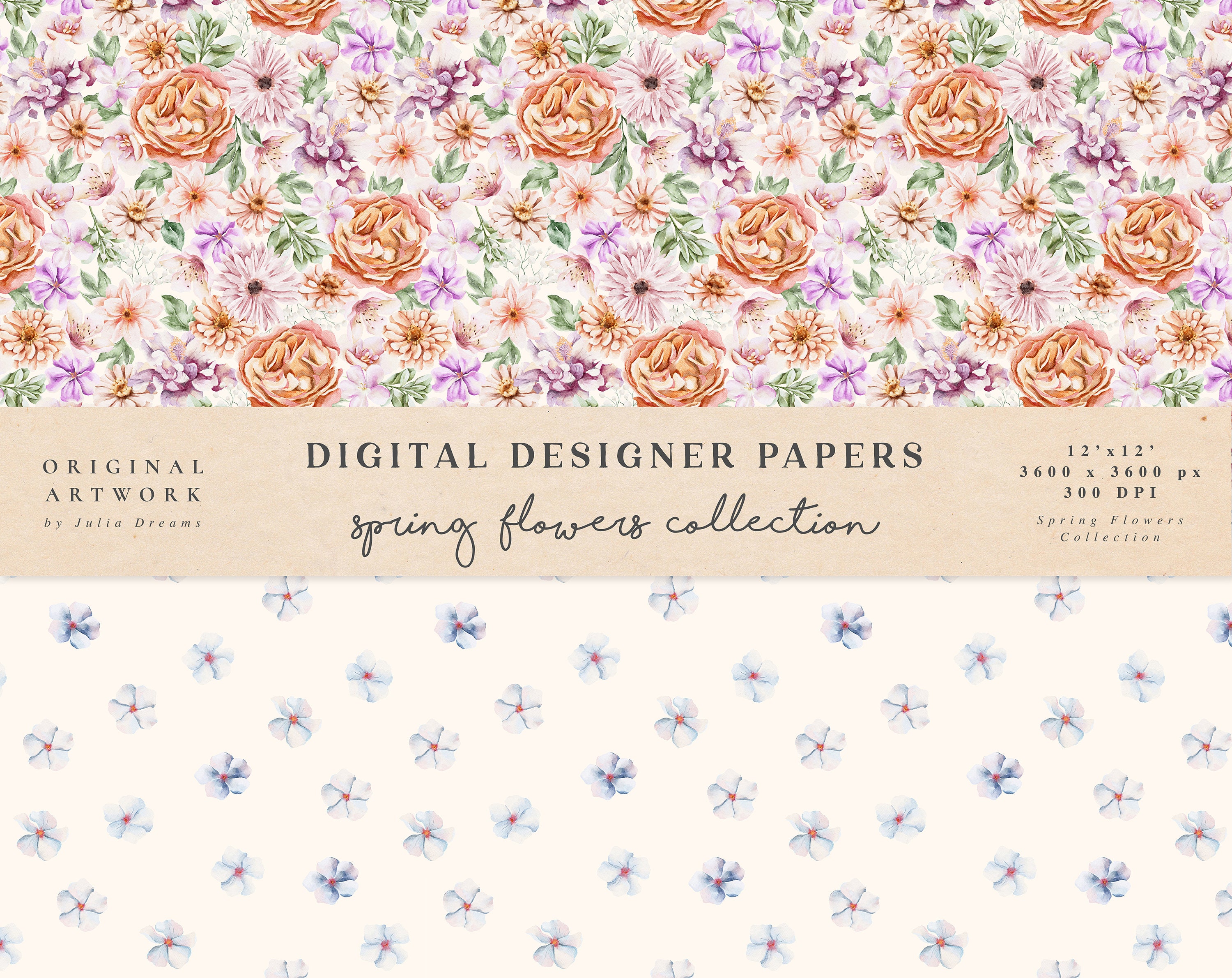 Spring Flowers Digital Paper Scrapbook Papers Seamless - Etsy