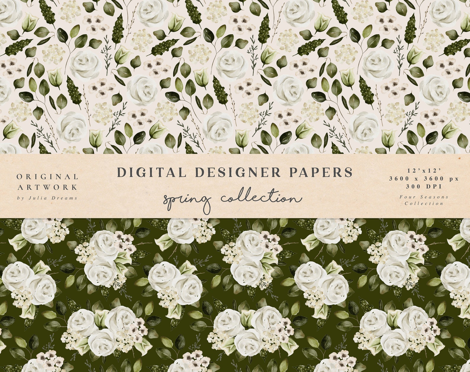Digital Papers Spring Set - Scrapbook Papers - Seamless Patterns ...