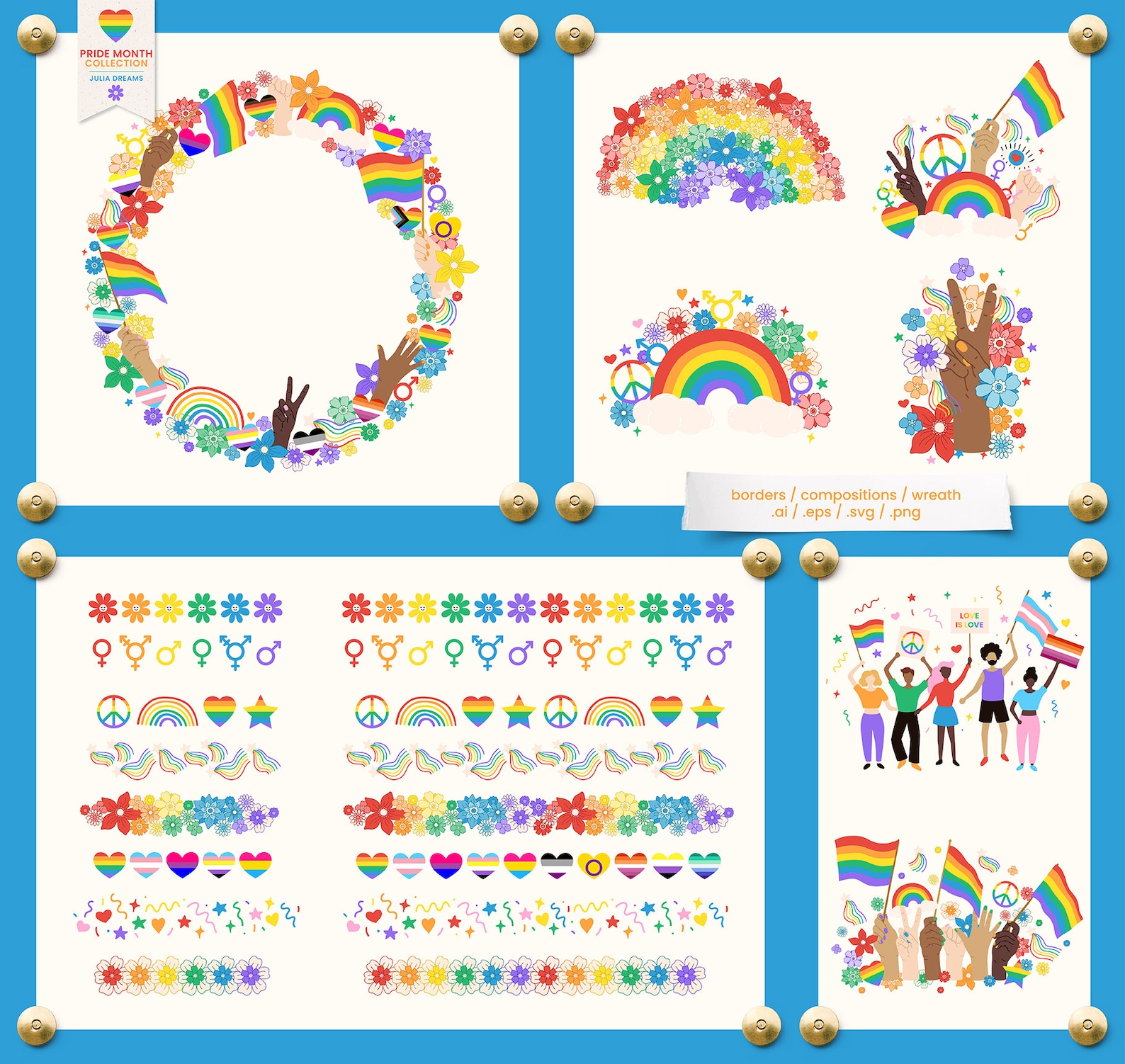 Pride Month Clipart - LGBTQ+ Svg Bundle Download - Digital Papers ...